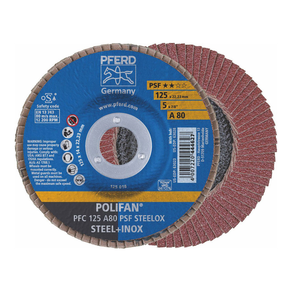 POLIFAN Flap Disc GP Aluminium Oxide - STEEL / INOX PFC 125 A 80 PSF - Bolts & Industrial Supplies
