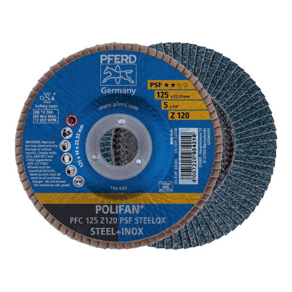 POLIFAN Flap Disc GP Zirconia - PFC 125 Z 120 PSF - Bolts & Industrial Supplies