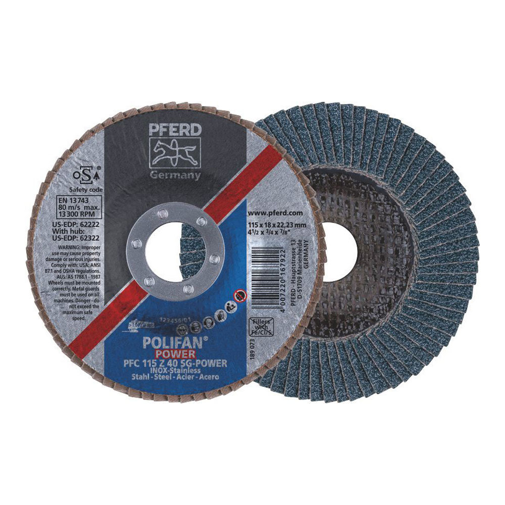 POLIFAN Flap Disc Premium Zirconia - STEEL / INOX PFC 115 Z 40 SG - POWER - Bolts & Industrial ...
