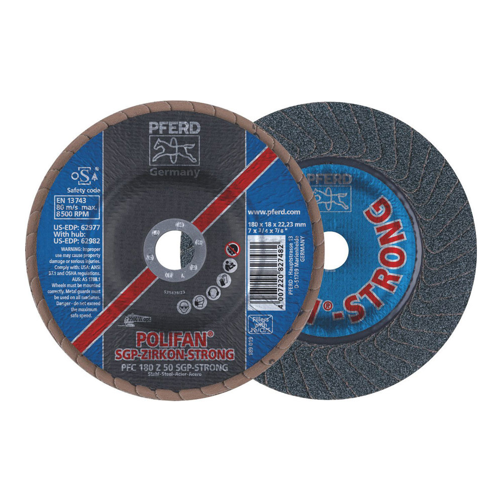 POLIFAN Flap Disc Zirconia - STEEL PFC 180 Z 50 SGP-STRONG - Bolts & Industrial Supplies