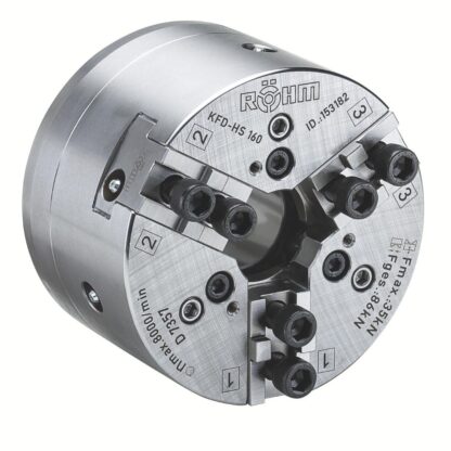 Rohm Power Chuck Through-Hole KFD 200mm, 3-Jaw, Tongue + Groove, Cylindrical Centre Mount ...